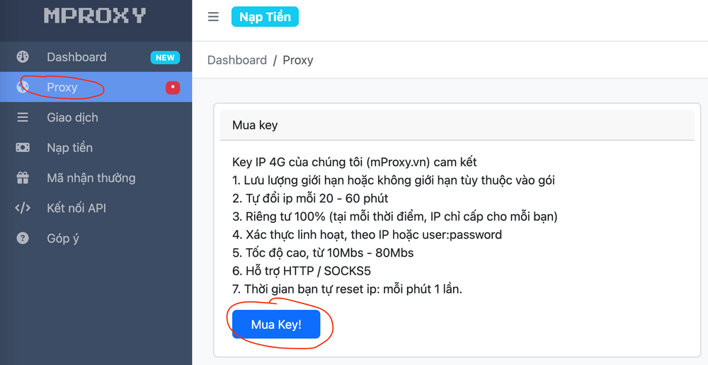Nhận Proxy miễn phí từ mProxy.vn