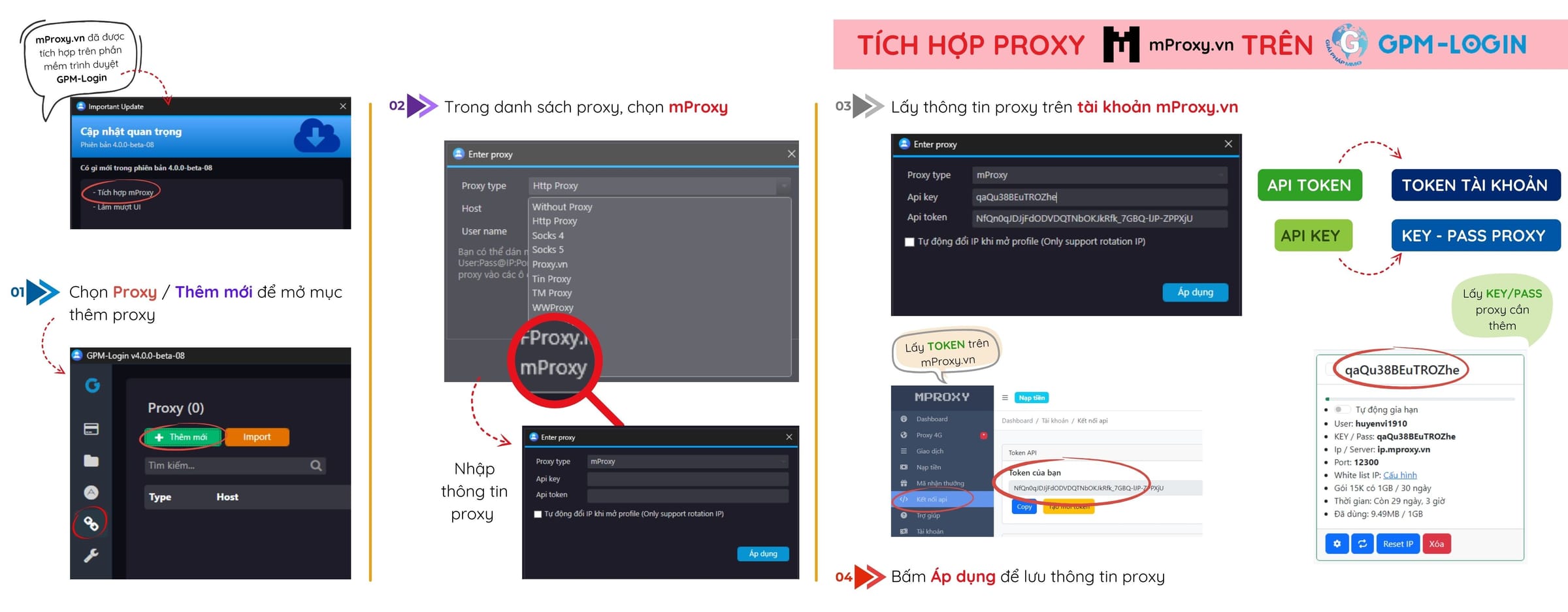 Cấu hình mProxy trên trình quản lý tài khoản - GPM - Login