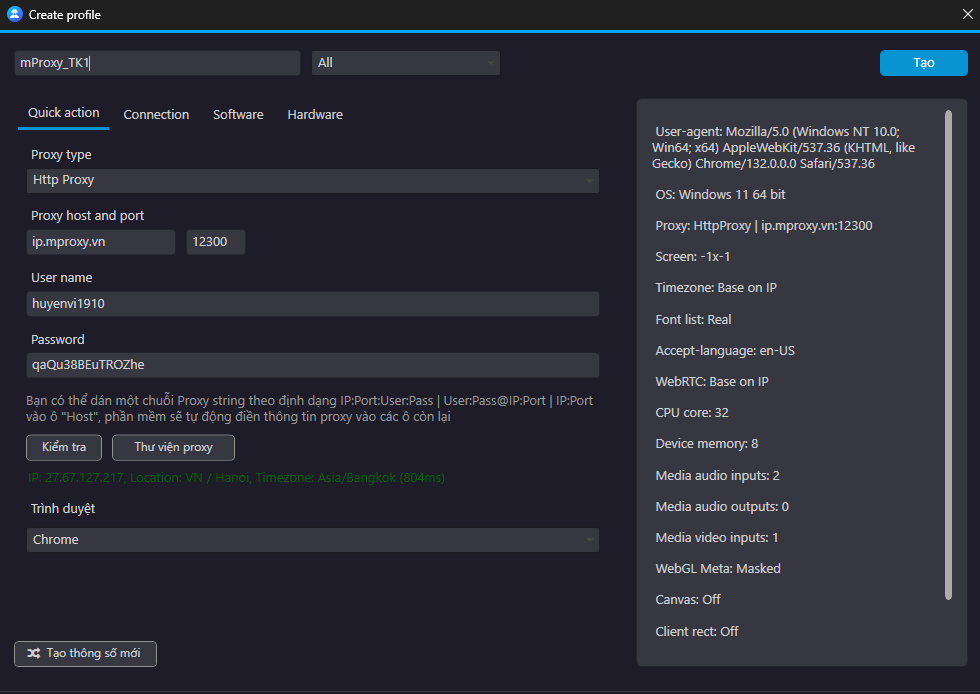 Cấu hình mProxy trên trình quản lý tài khoản - GPM - Login