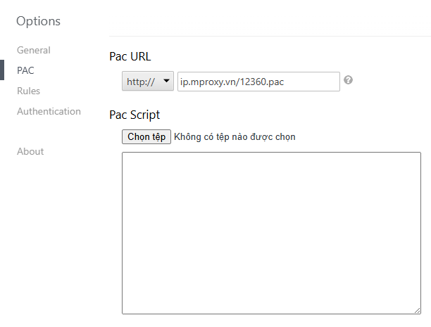 Sử dụng proxy trên tiện ích Proxy Helper